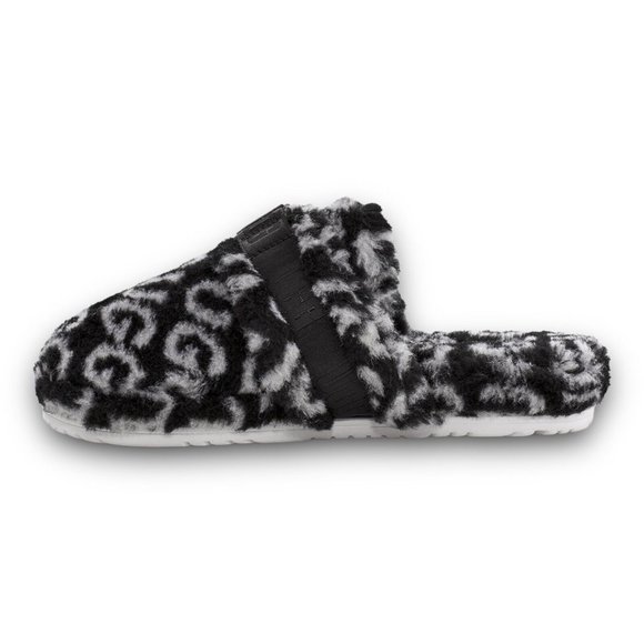 UGG | Shoes | Ugg Fluff It Pop Slippers Black White Oreo Monogram Mens ...